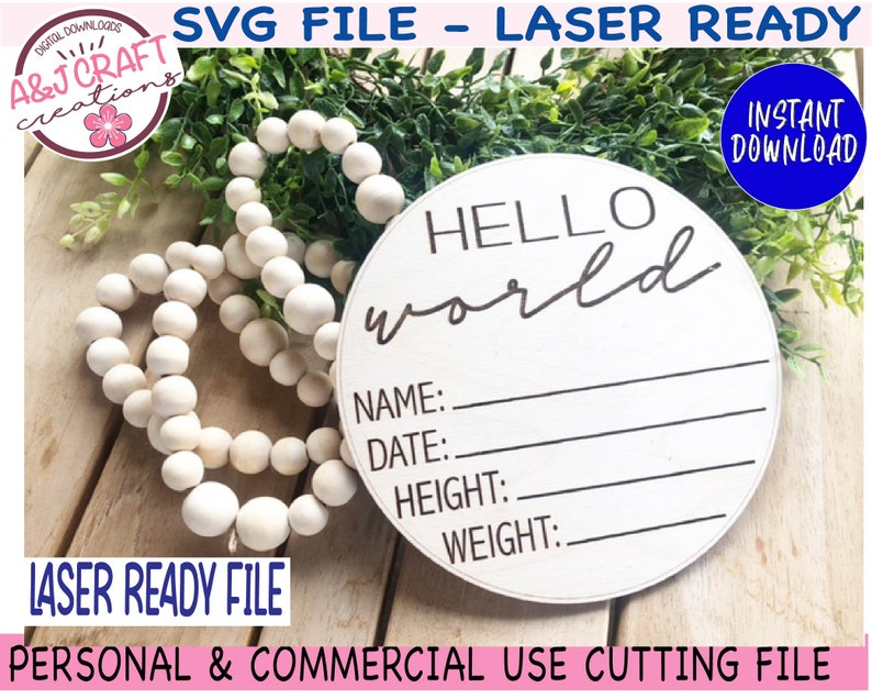 Hello World SVG Hello World Laser Cut File New Baby Sign - Etsy