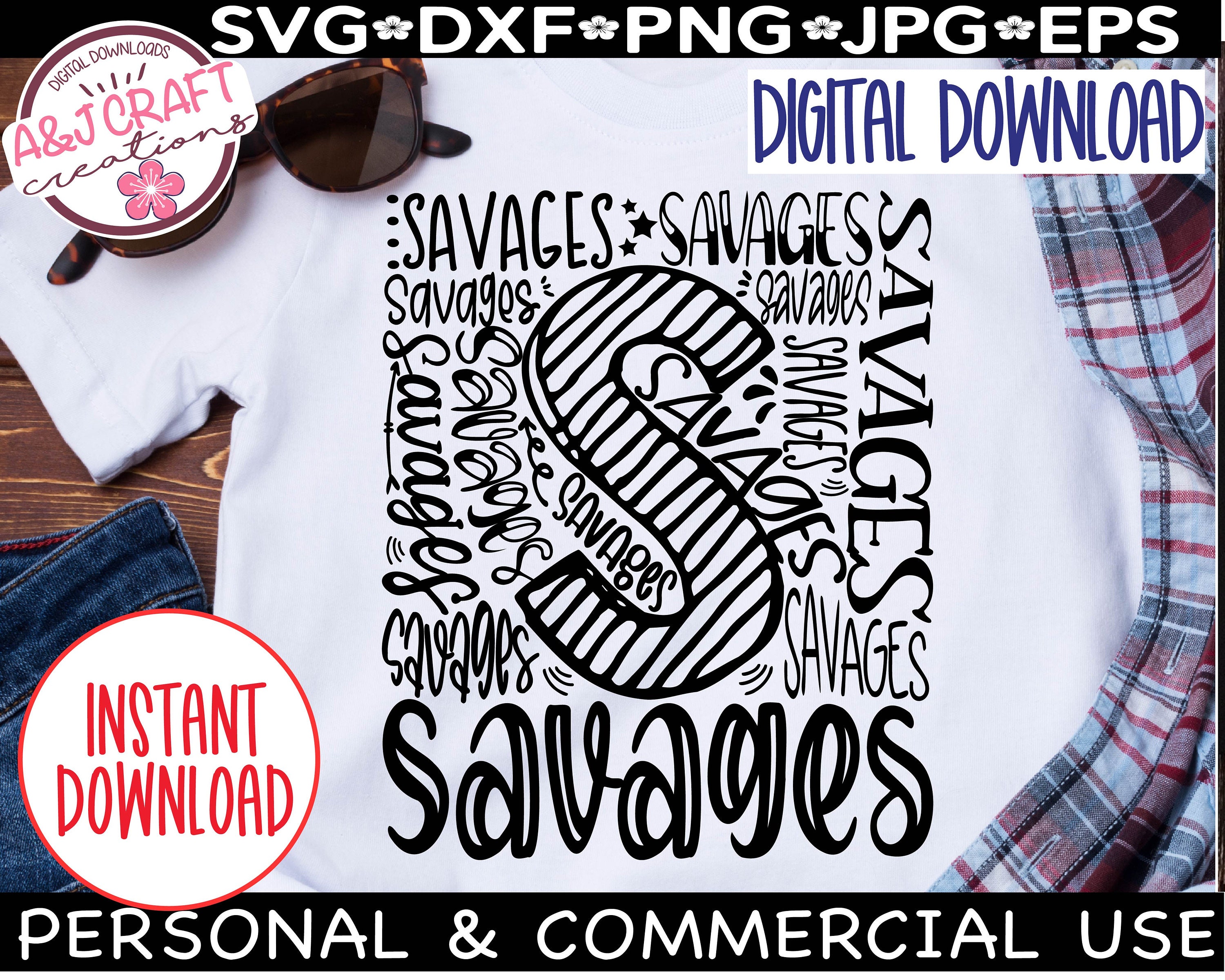 Savages Typography SVG, Savages Football Svg, Savages Team Mascot Svg ...