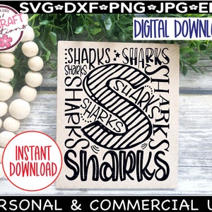 Sharks SVG, Sharks Football Svg, Sharks Volleyball Png, Sharks Baseball ...