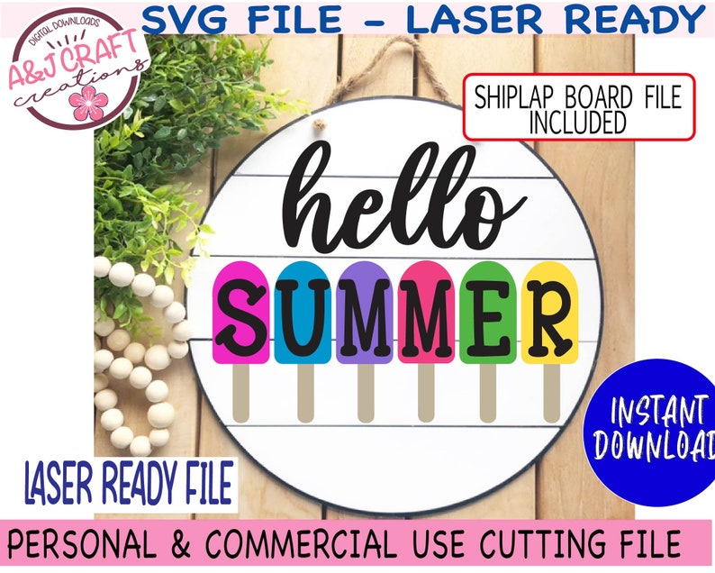 Hello Summer Popsicle svg Hello Summer Door Sign svg DIGITAL | Etsy