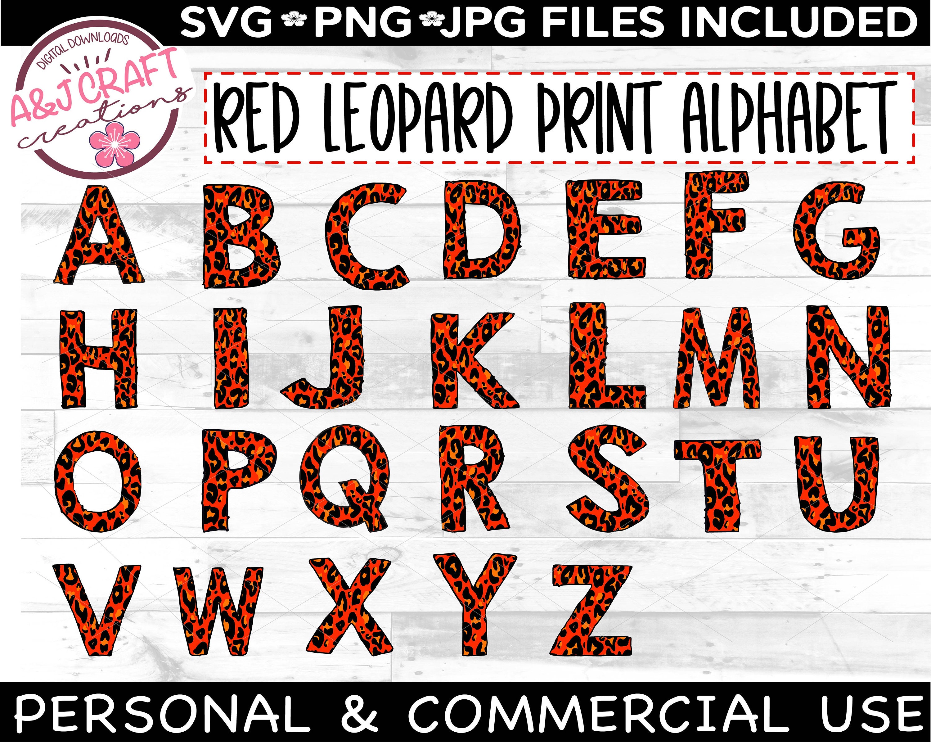 RED Leopard Print Alphabet Png Leopard Print Alphabet Svg - Etsy