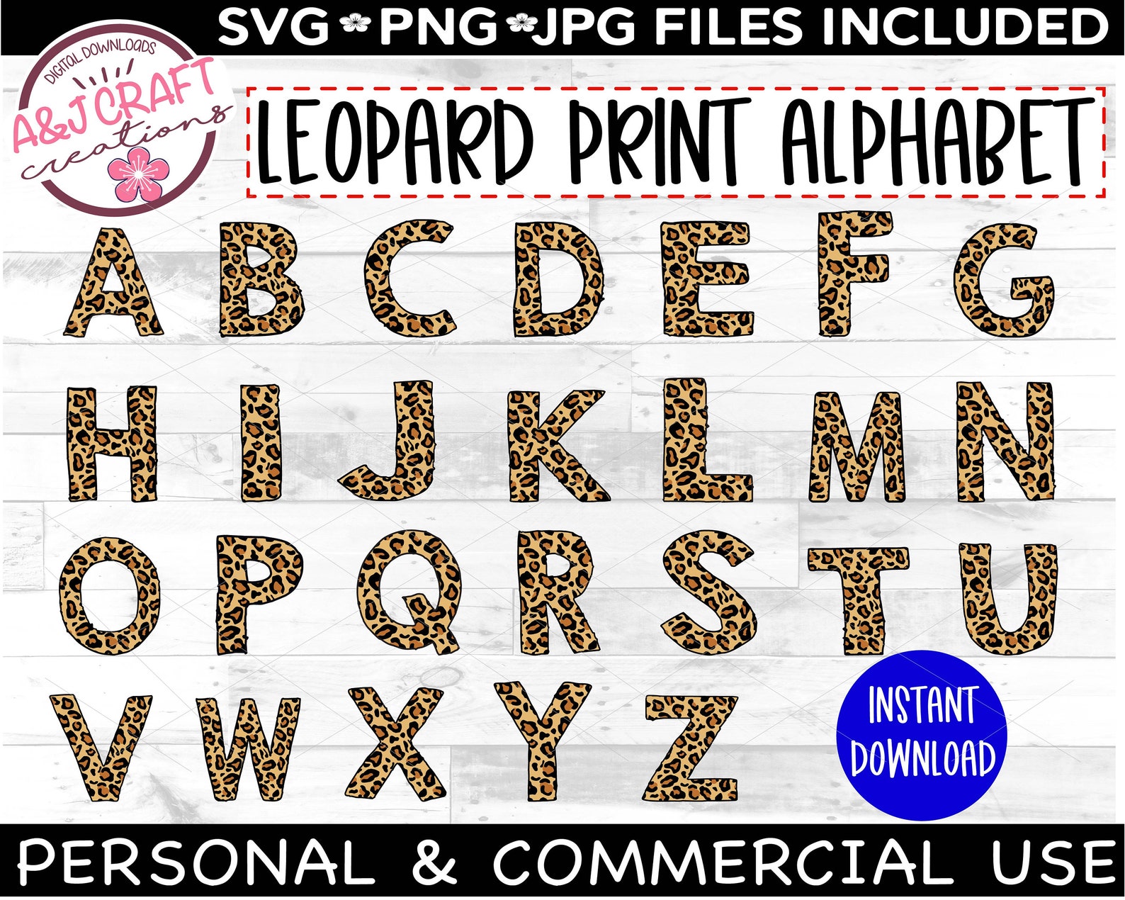 Leopard Print Alphabet Png Leopard Print Alphabet Svg | Etsy