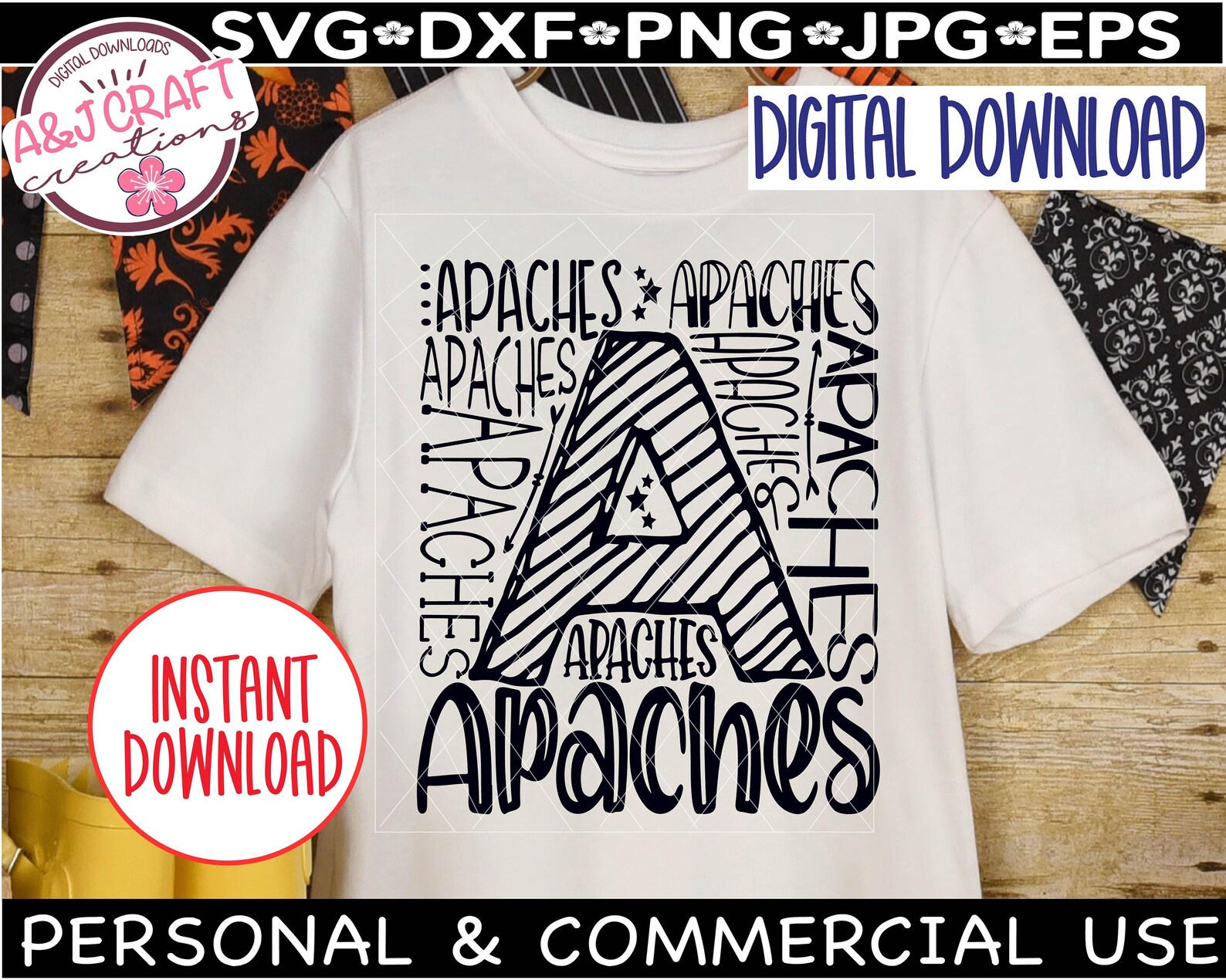 Apaches SVG, Apaches Football Svg, Apaches Mascot, Typography Svg ...