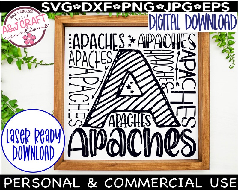 Apaches SVG Apaches Football Svg Apaches Mascot Typography | Etsy