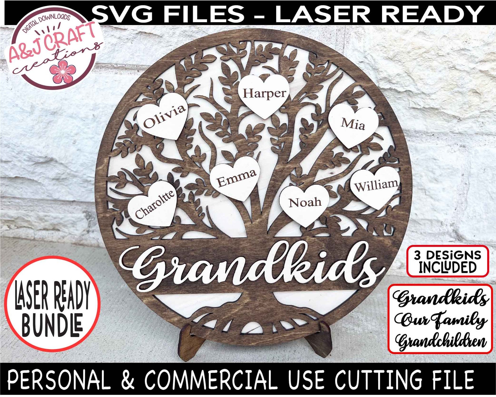 Grandkids Tree Sign Svg, Family Tree Laser File Svg, Tree of Life SVG ...
