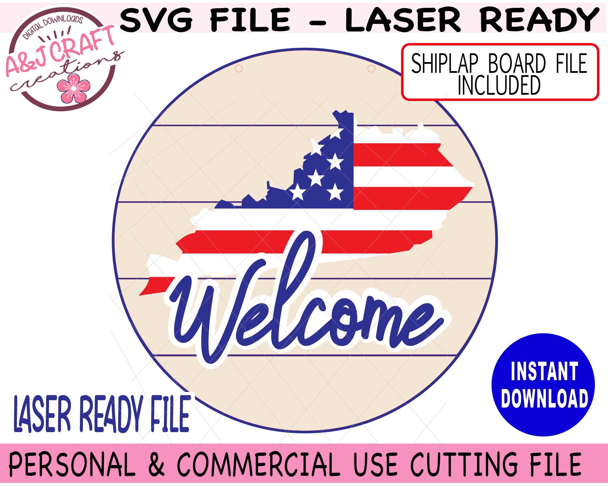 KENTUCKY Welcome Sign svg Laser Ready Svg Patriotic Welcome | Etsy
