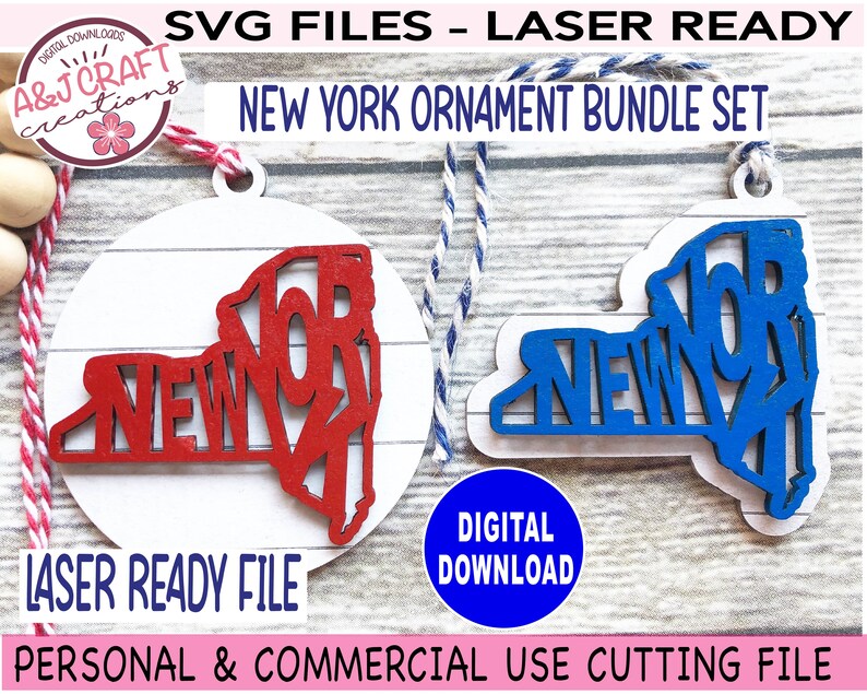 New York Ornament SVG BUNDLE, Laser Ready File, New York Word Art Svg ...