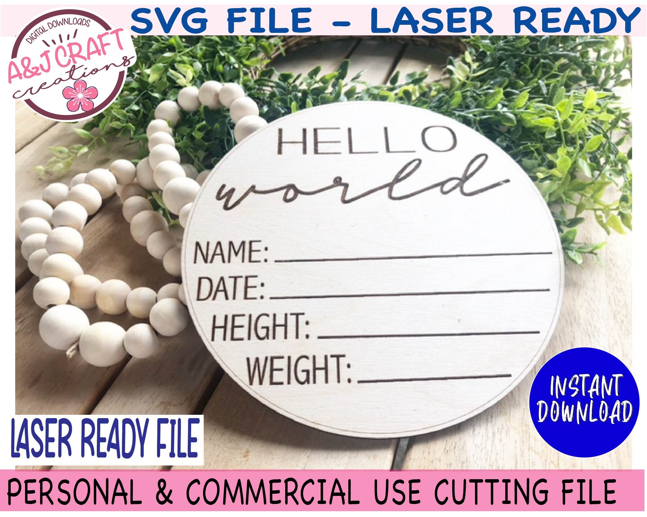 Hello World SVG Hello World Laser Cut File New Baby Sign - Etsy