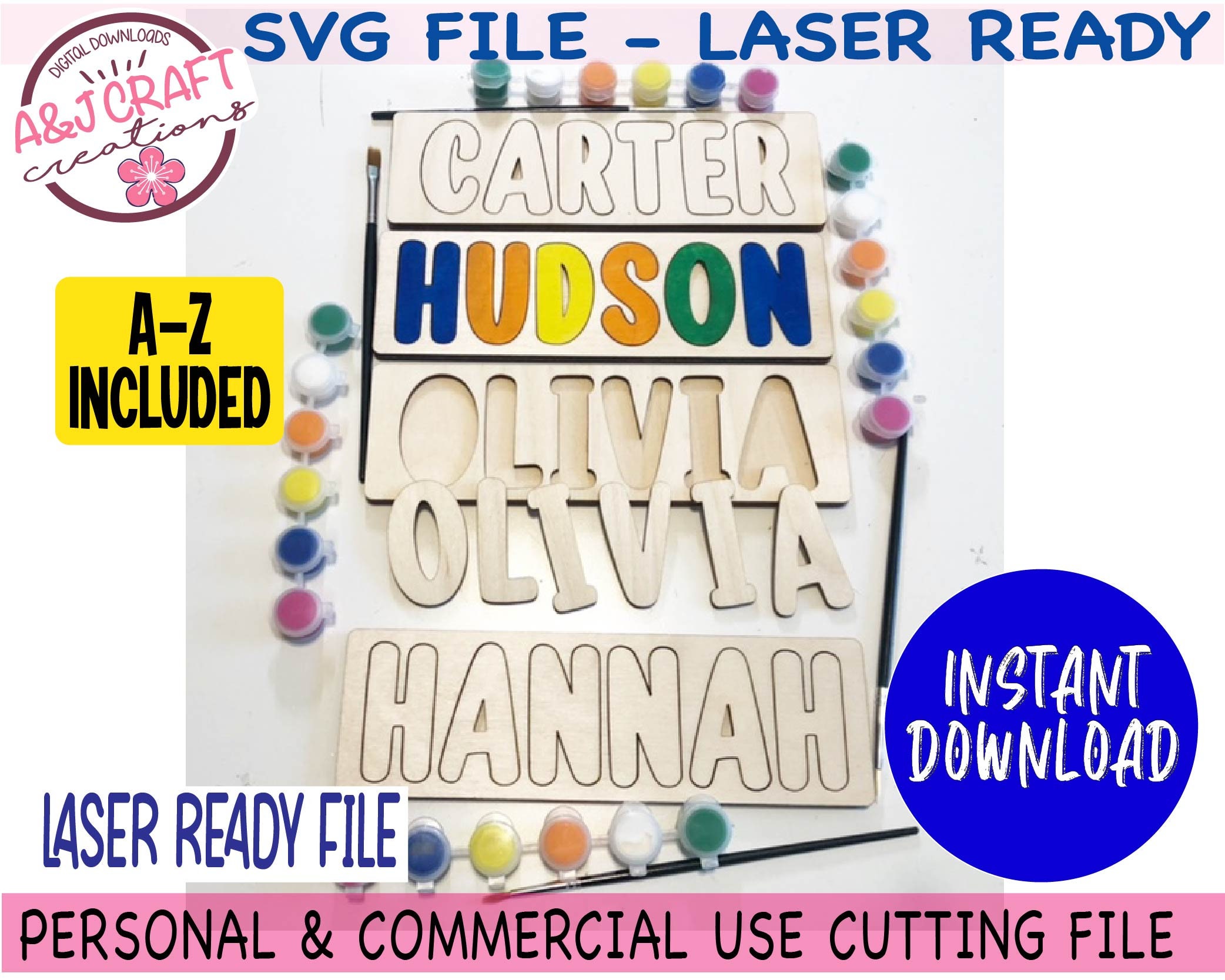Name Puzzle SVG, Name Puzzle Laser File, Name Puzzle Svg Laser, Wooden ...