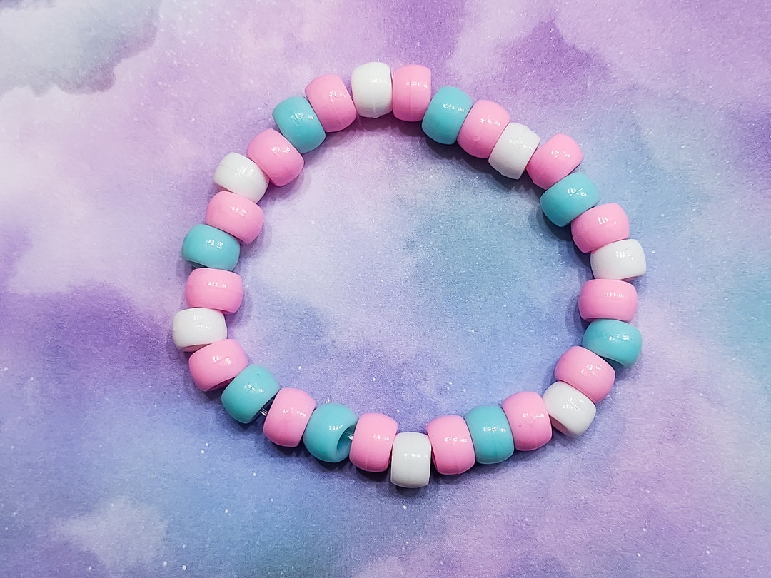 Trans Pride Flag Kandi Pony Bead Bracelet - Etsy