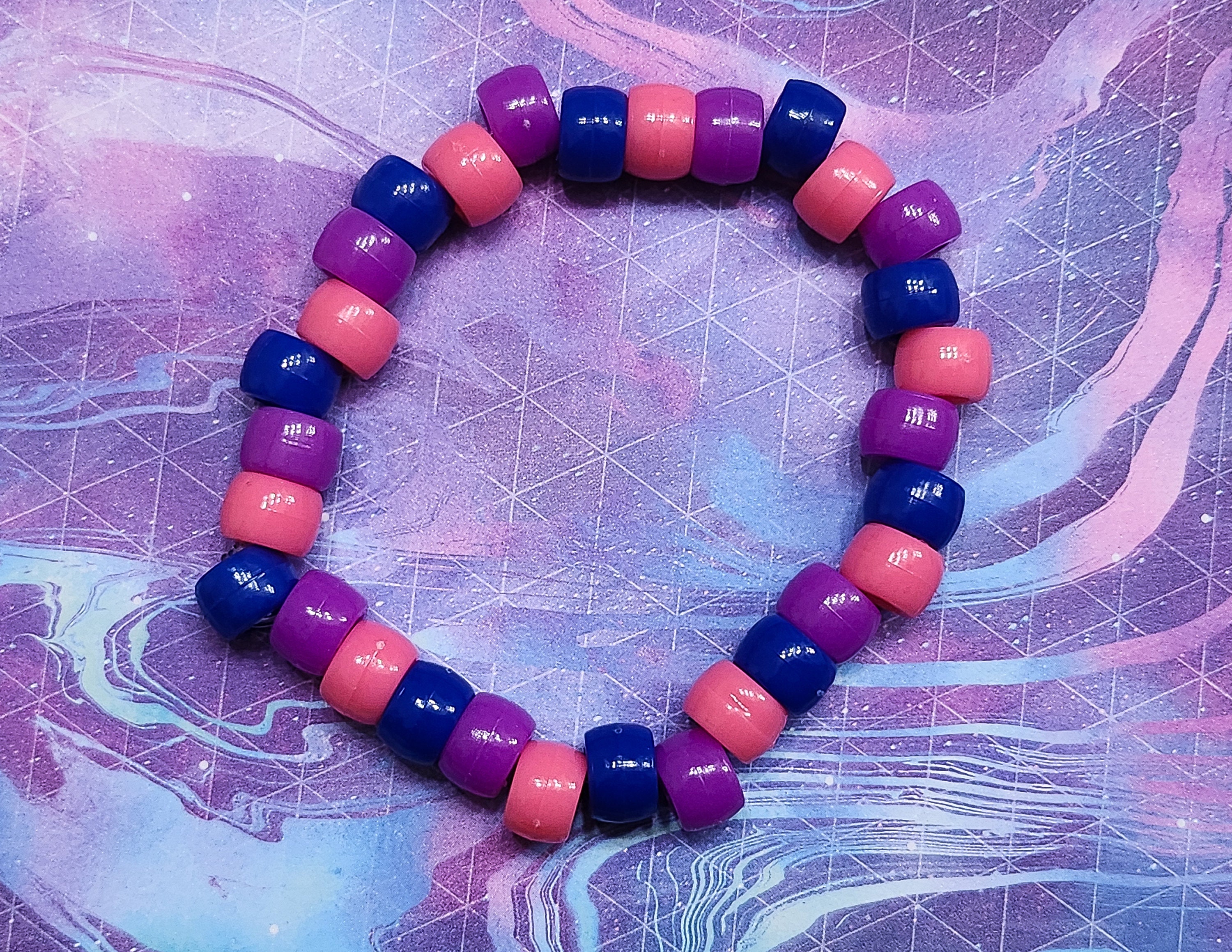 Bisexual Pride Flag Kandi Pony Bead Bracelet - Etsy