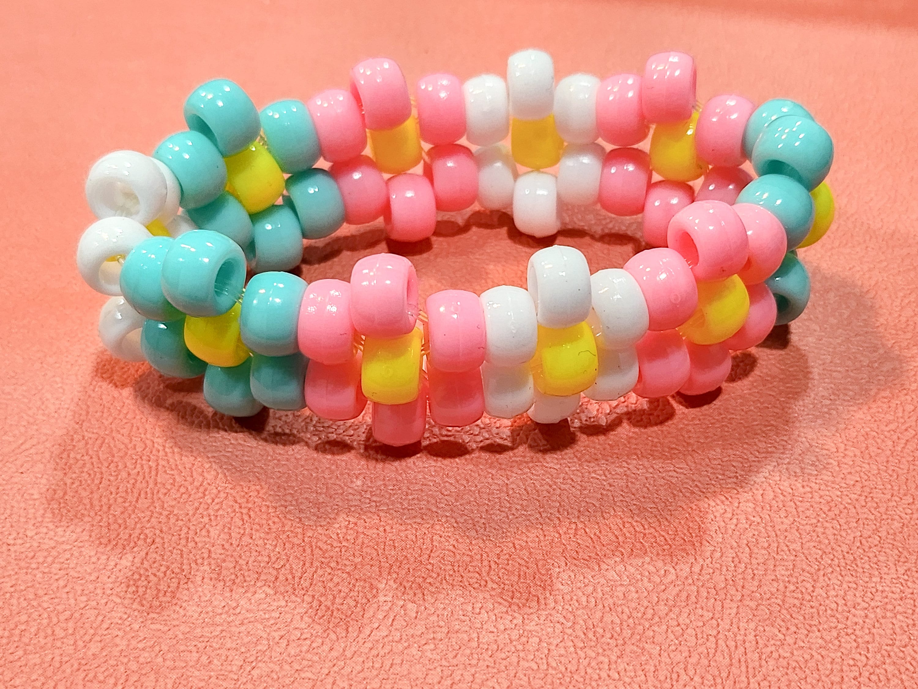 Trans Pride Flag Flower Pattern Kandi Cuff Pony Bead Bracelet - Etsy