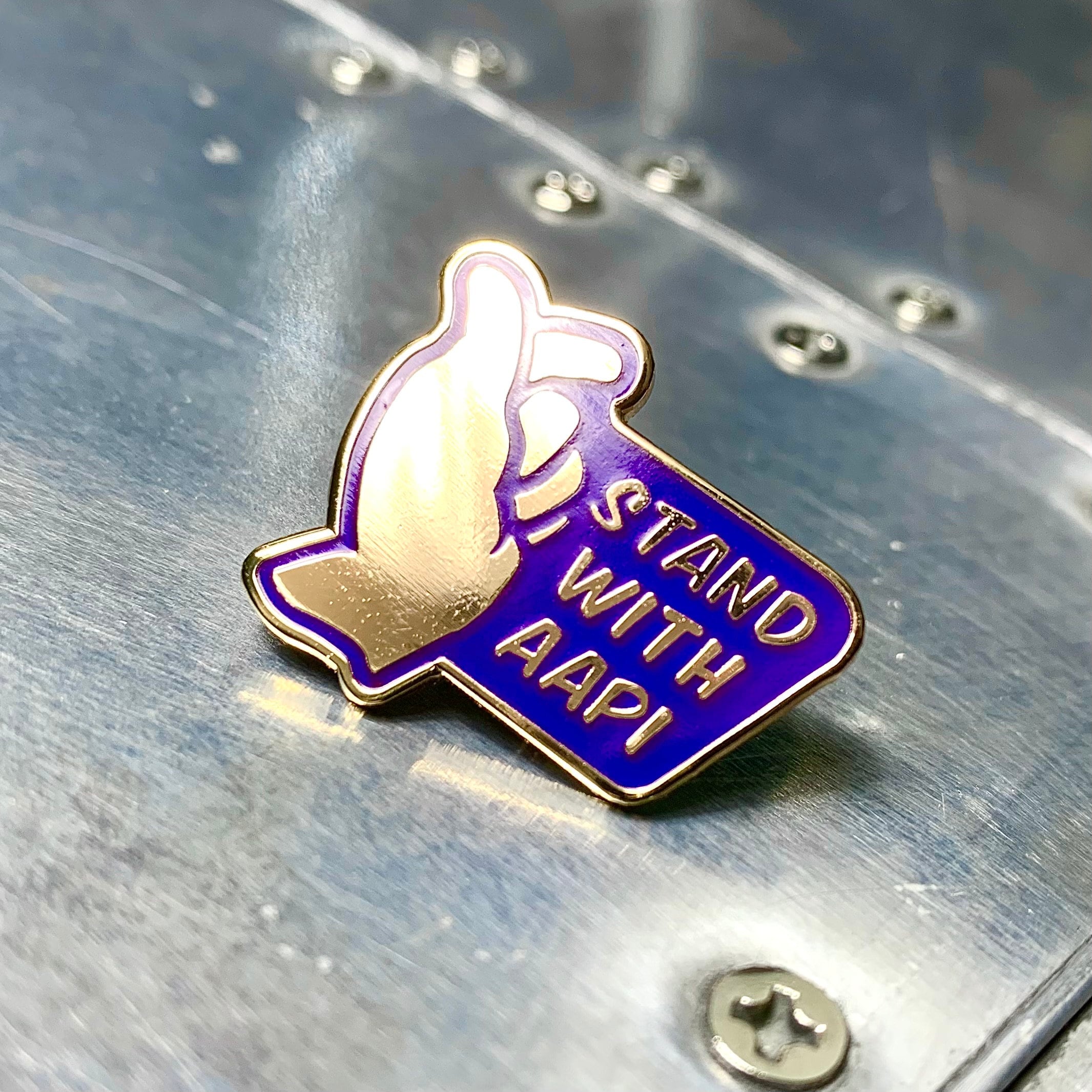 Stand With AAPI Enamel Pin purple Edition Lapel Pin - Etsy
