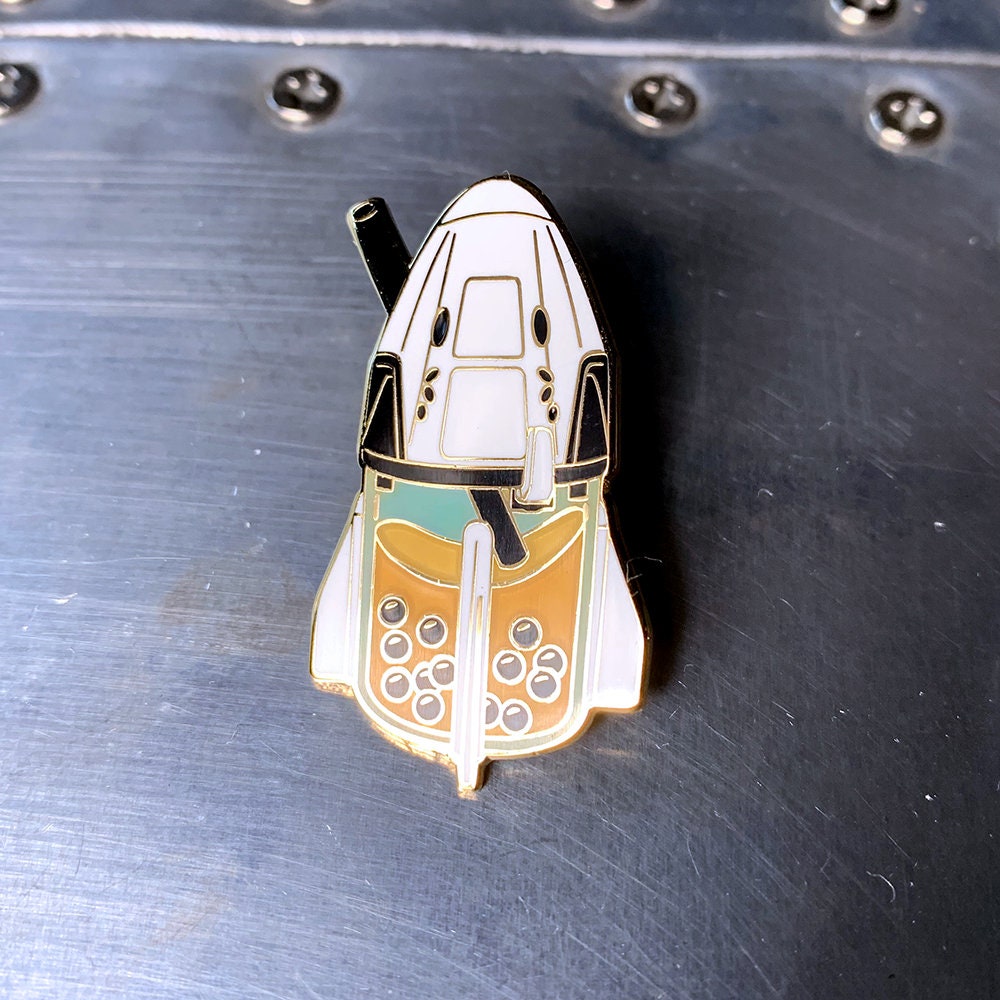 SpaceX Crew Dragon x Boba Milk Tea Enamel Pin | Etsy