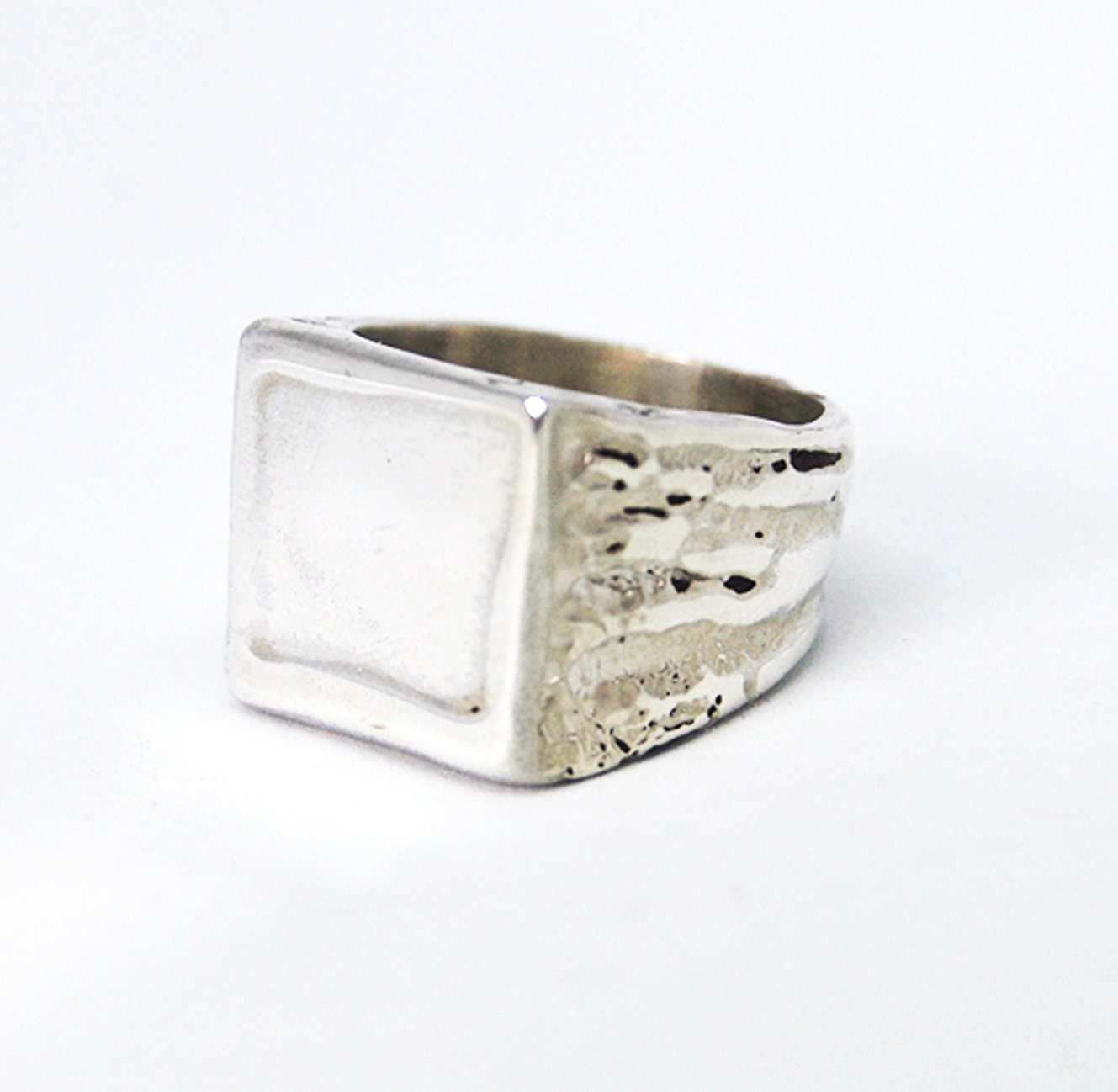 Anillo de plata grueso y cuadrado - Etsy España