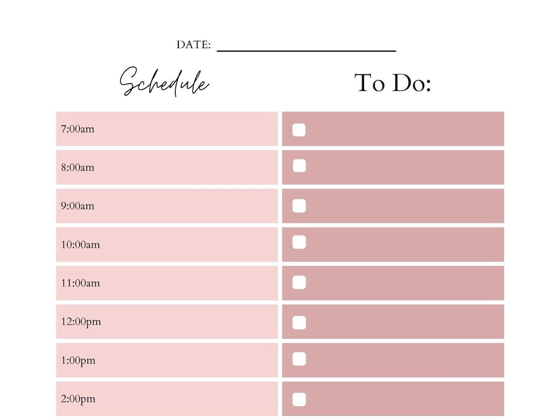 Printable Daily Schedule and to Do List//daily Itinerary//notes//simple ...