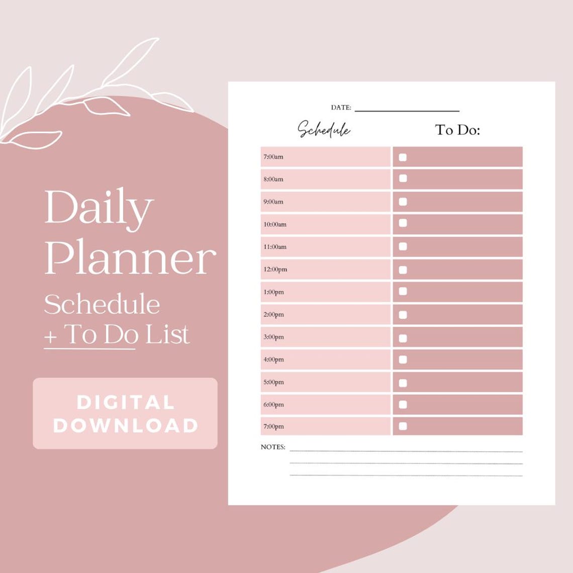 Printable Daily Schedule and to Do List//daily Itinerary//notes//simple ...