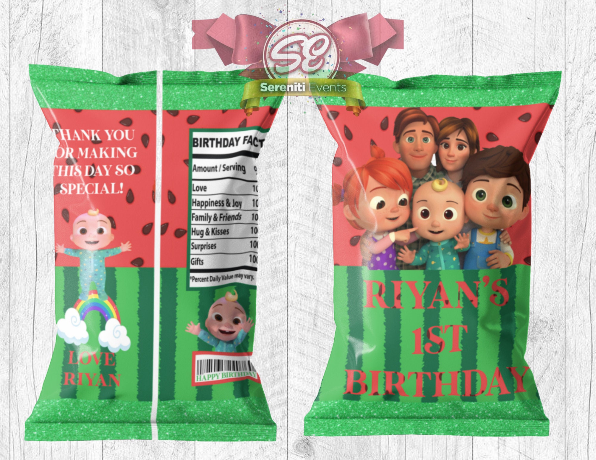 Cocomelon Chip Bagscocomelon Birthdaycocomelon Party Etsy