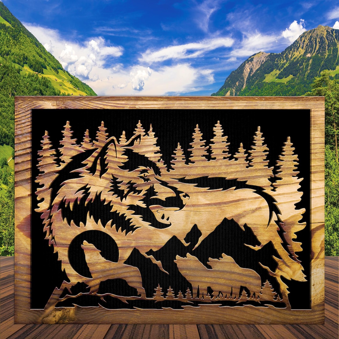Wolf Scroll Saw Pattern - Wolves in the Valley (PDF, PNG, SVG) - Etsy ...