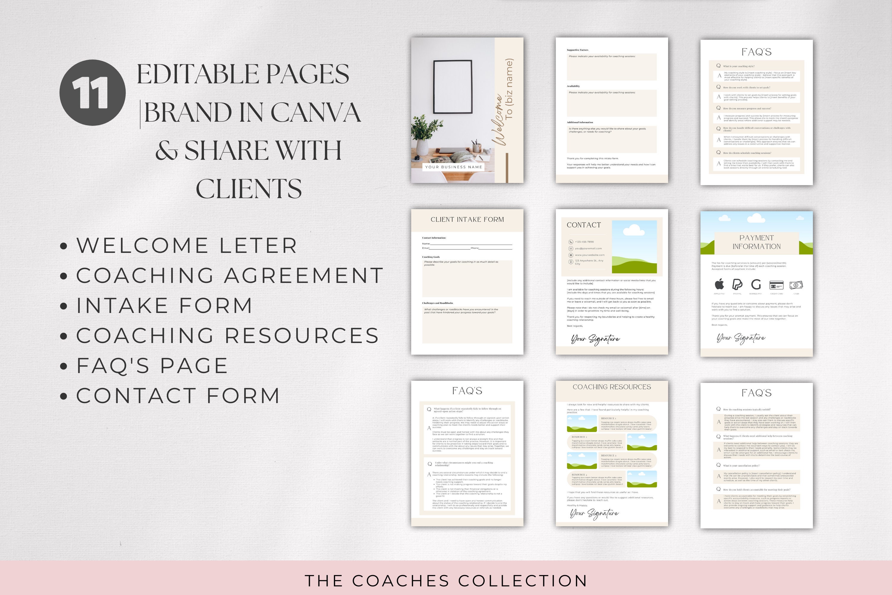 Coaching Client Onboarding Kit | Welcome Letter | Coaching Agreement ...