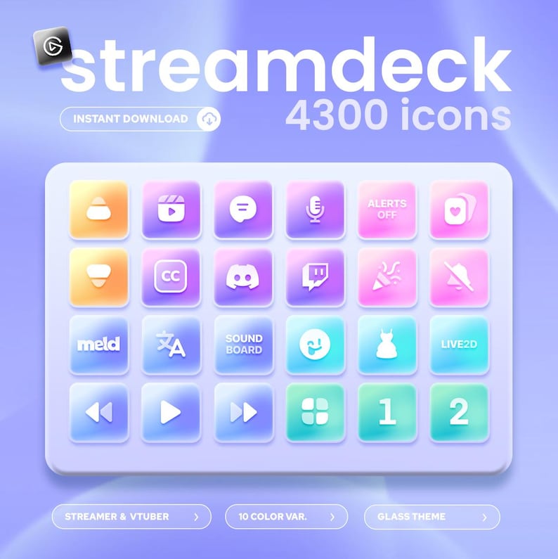 Glass Stream Deck Icons | +4300 Icons | 10 Colors | Streamers & Vtubers ...