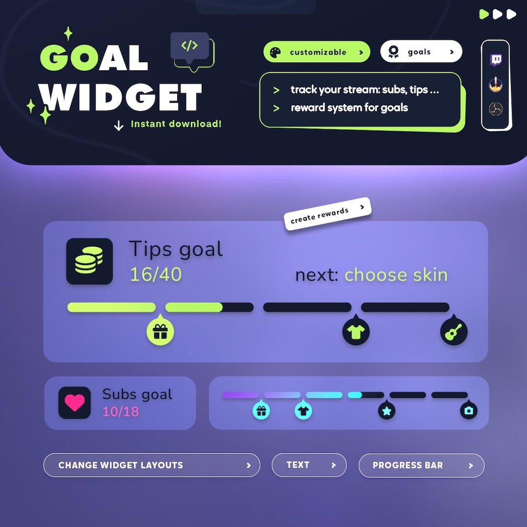 Rewards Bar Goal Widget | Hypetrain | Minimal Goal Bars for Twitch ...