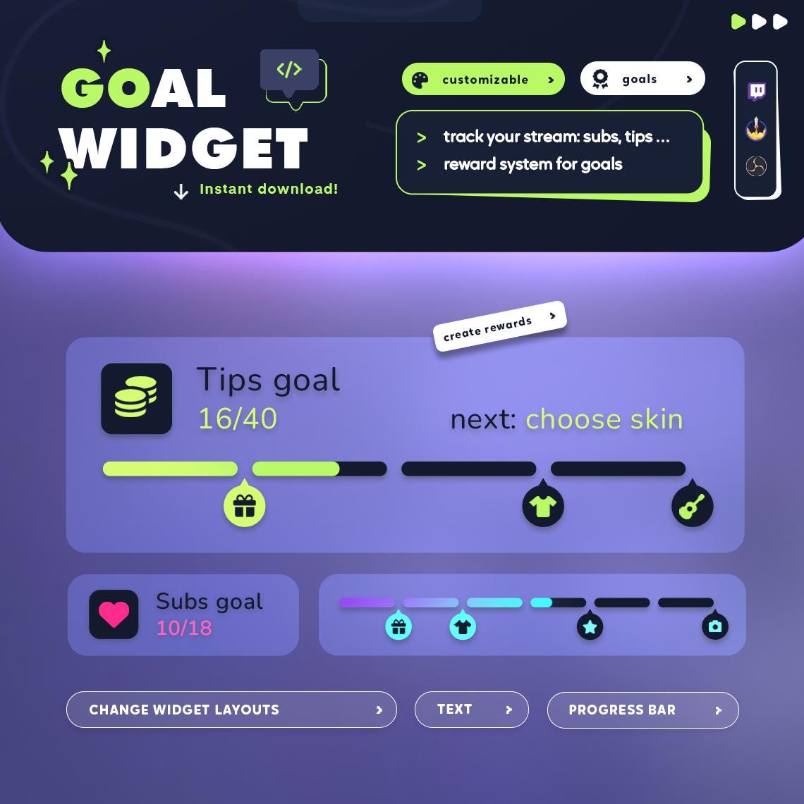 Rewards Bar Goal Widget | Hypetrain | Minimal Goal Bars for Twitch ...