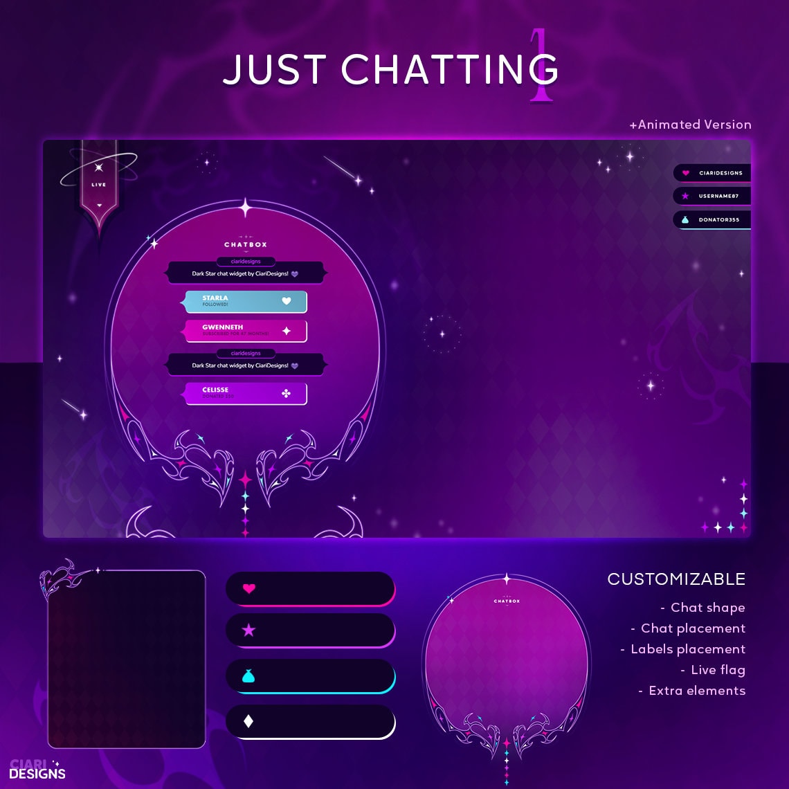 Dark Star Stream Pack Animated Stream Overlay Pack Animated Screens ...