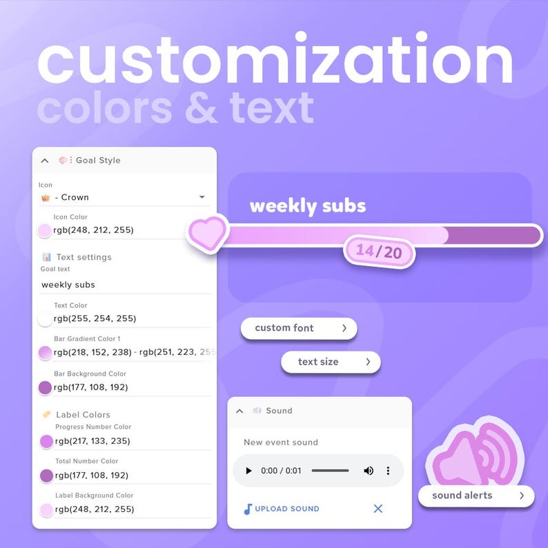 Goal Bar Widget | Twitch, Youtube & Ko-fi | (43) Icons | Customizable ...