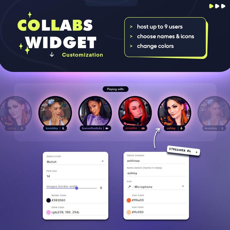 Collaborations Widget | Twitch | 9 Players | Customizable Widget ...