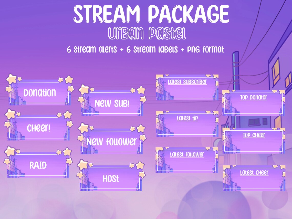 Stream Package Urban Pastel Streaming Overlay Animated Screens Twitch ...