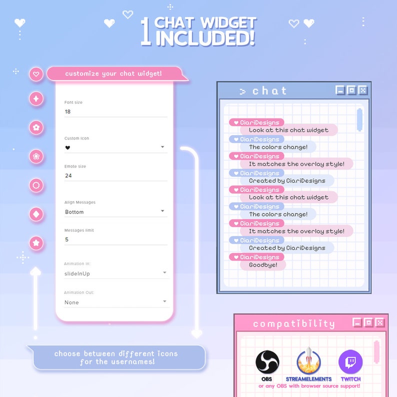 Pixel Kitty Animated Stream Overlay Pack & Chat Widget Animated Screens ...