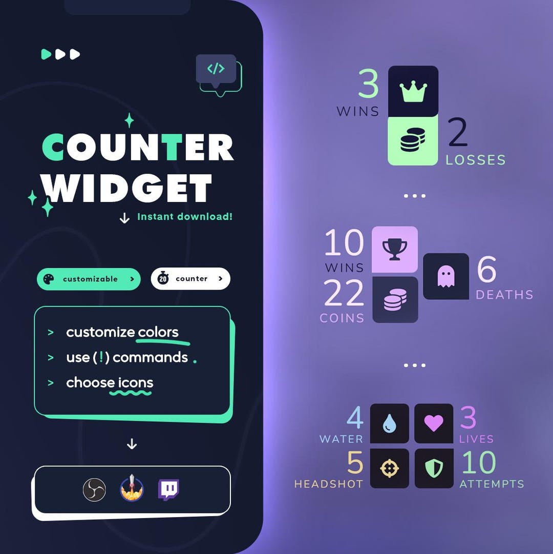 Counter Widget | Wins Losses Counter for Twitch | Streamelements Widget ...