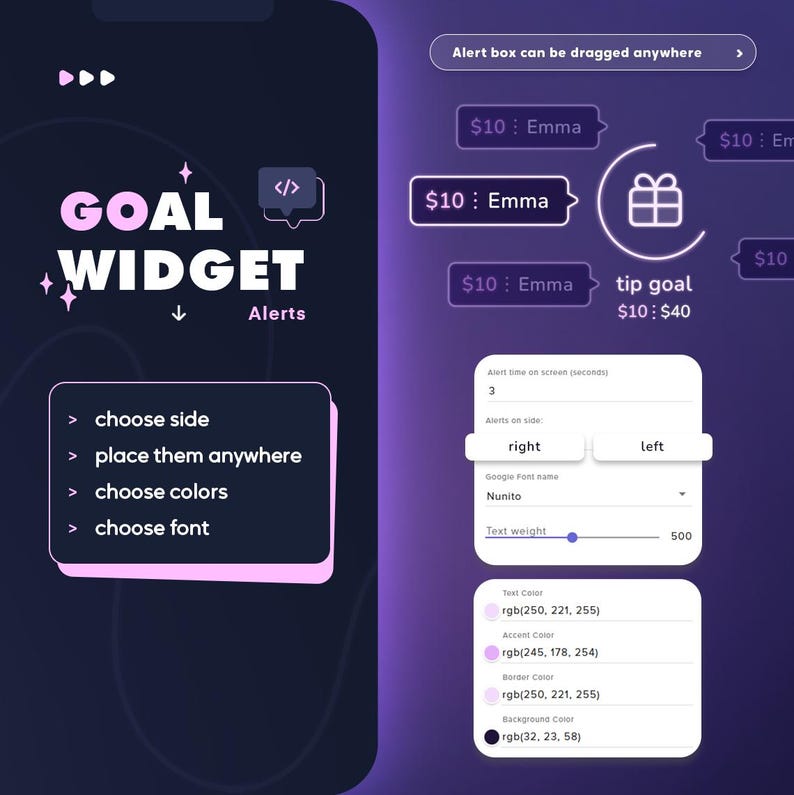 Round Goal Widget With Alerts | Twitch | 30 Icons, Confetti and Chat ...