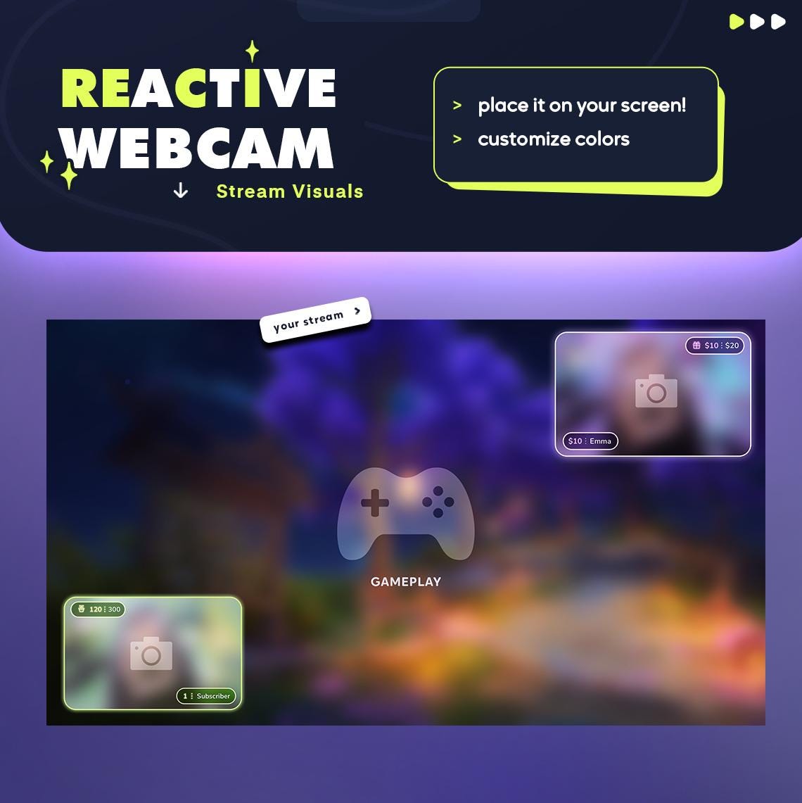 Reactive Webccam Widget | Twitch | 30 Icons and Chat Commands ...