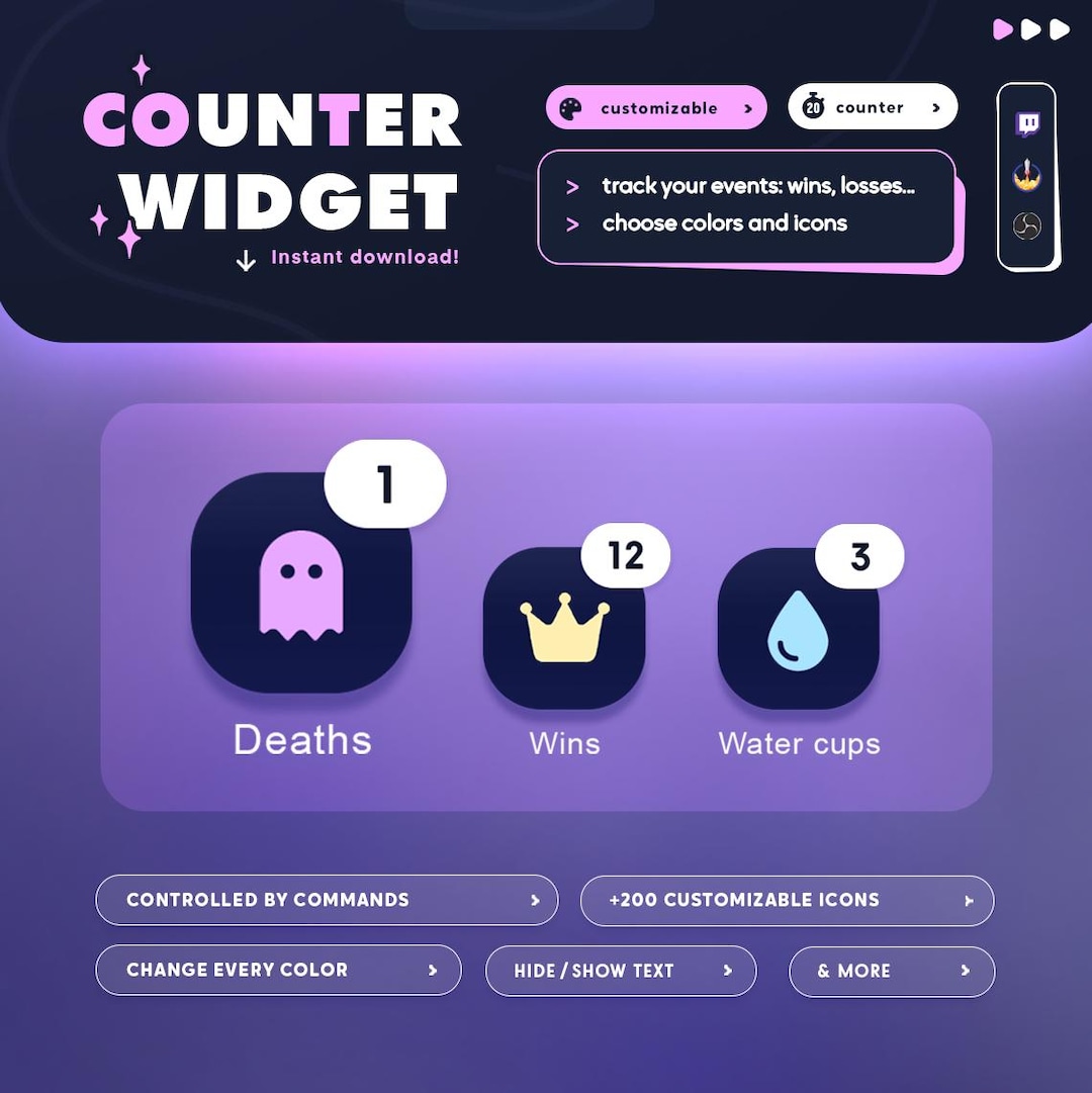 Counter Widget | Wins Losses Counter for Twitch | Streamelements Widget | Customizable Widget - Etsy