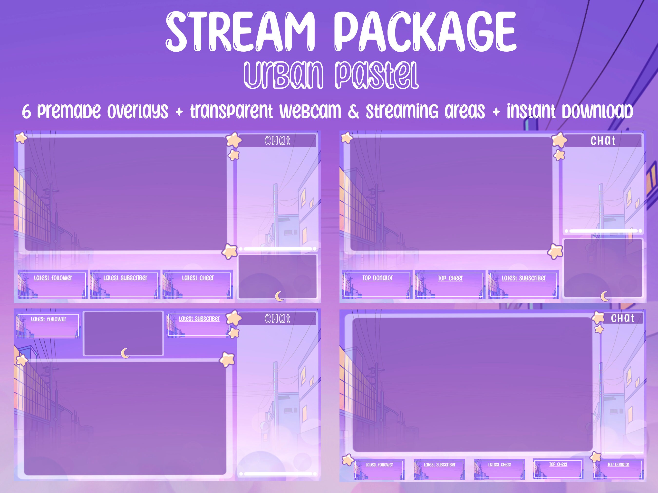 Stream Package Urban Pastel Streaming Overlay Animated Screens Twitch ...