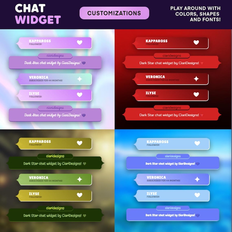 Dark Star Customizable Chat Widget | Chat for Twitch | Chat Box for ...