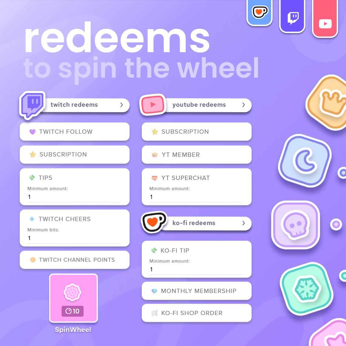 Spinning Wheel Widget | Twitch, Youtube & Ko-fi | (46) Icons ...