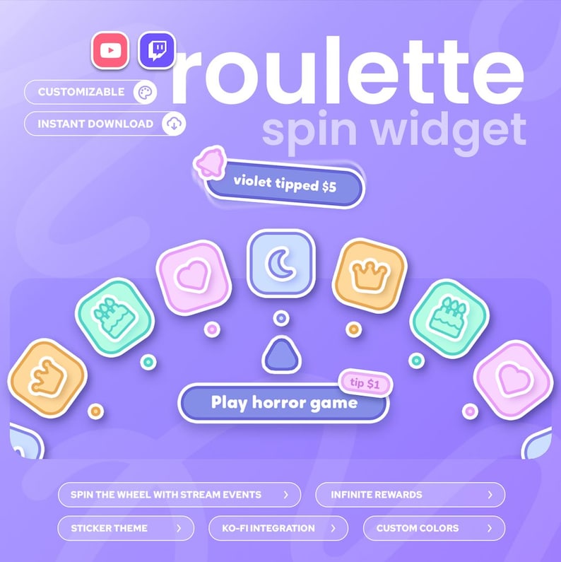 Spinning Wheel Widget | Twitch, Youtube & Ko-fi | (46) Icons ...