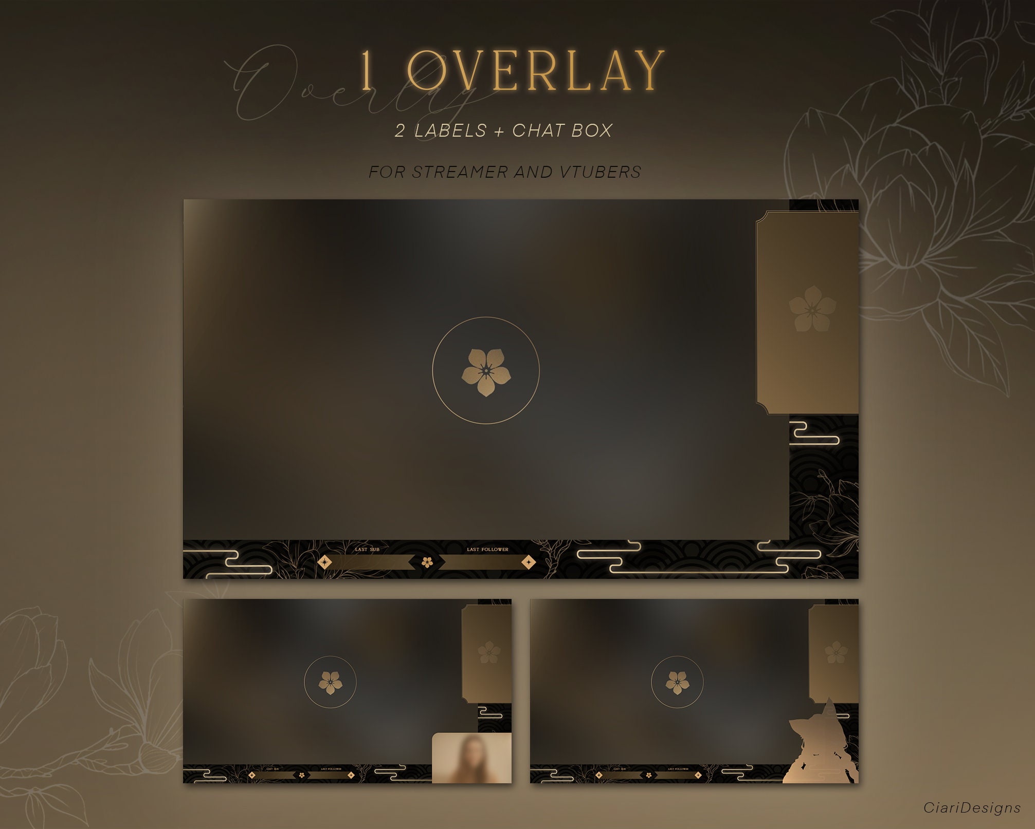 Japanese Flowers | Animated Stream Overlay Pack | Animated Screens ...