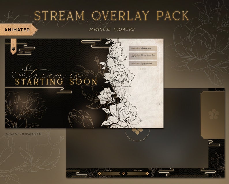 Japanese Flowers Animated Stream Overlay Pack Animated - Etsy