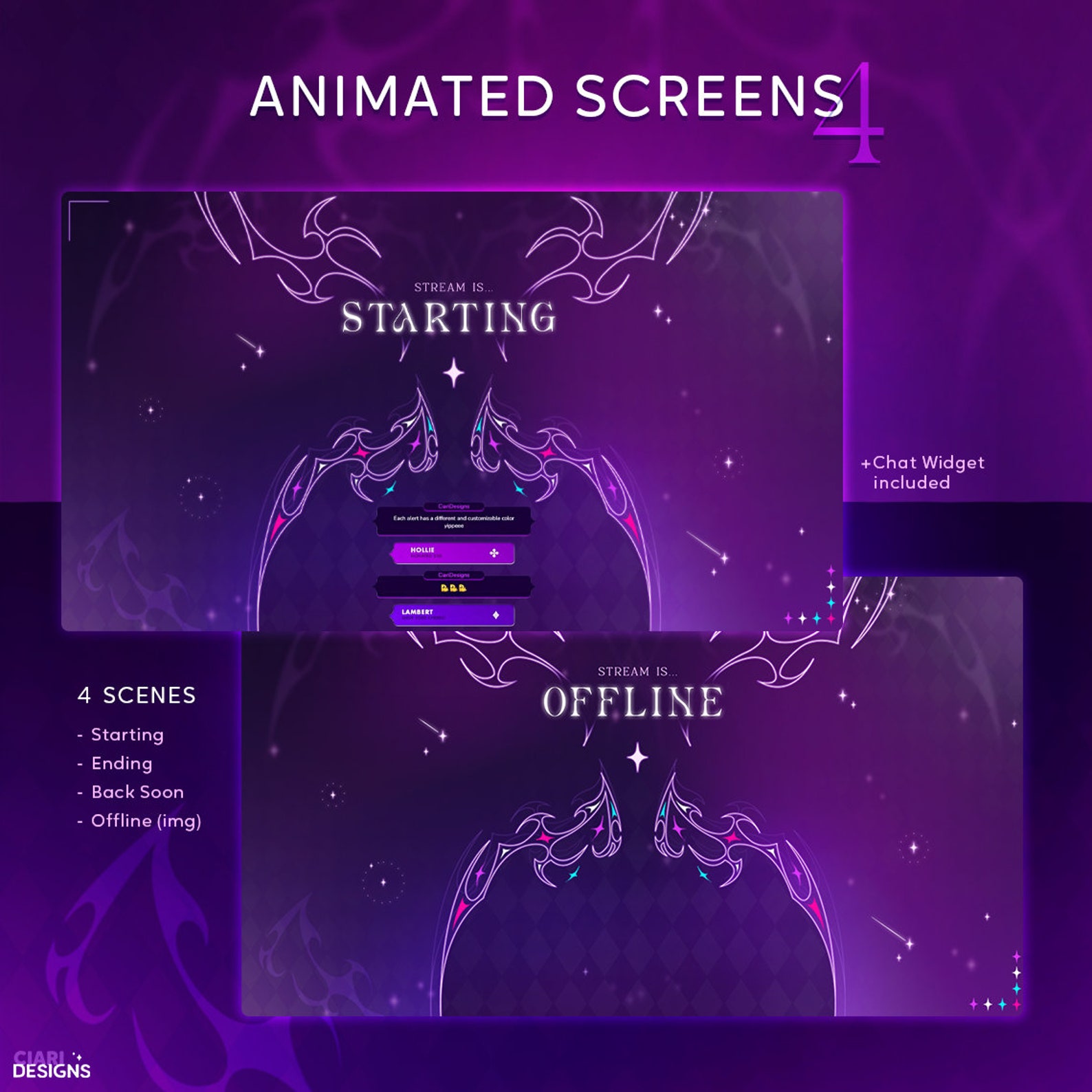 Dark Star Stream Pack | Animated Stream Overlay Pack | Animated Screens ...