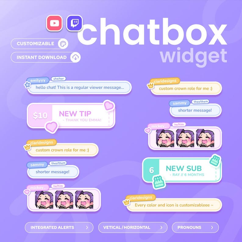 Sticker Chat Widget | Twitch & Youtube | Customizable | Chat With ...