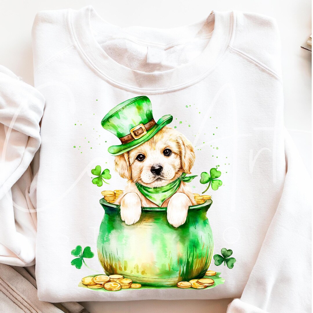 St. Patrick’s Day Puppy Png, Leprechaun Puppy Illustration, Irish Puppy ...
