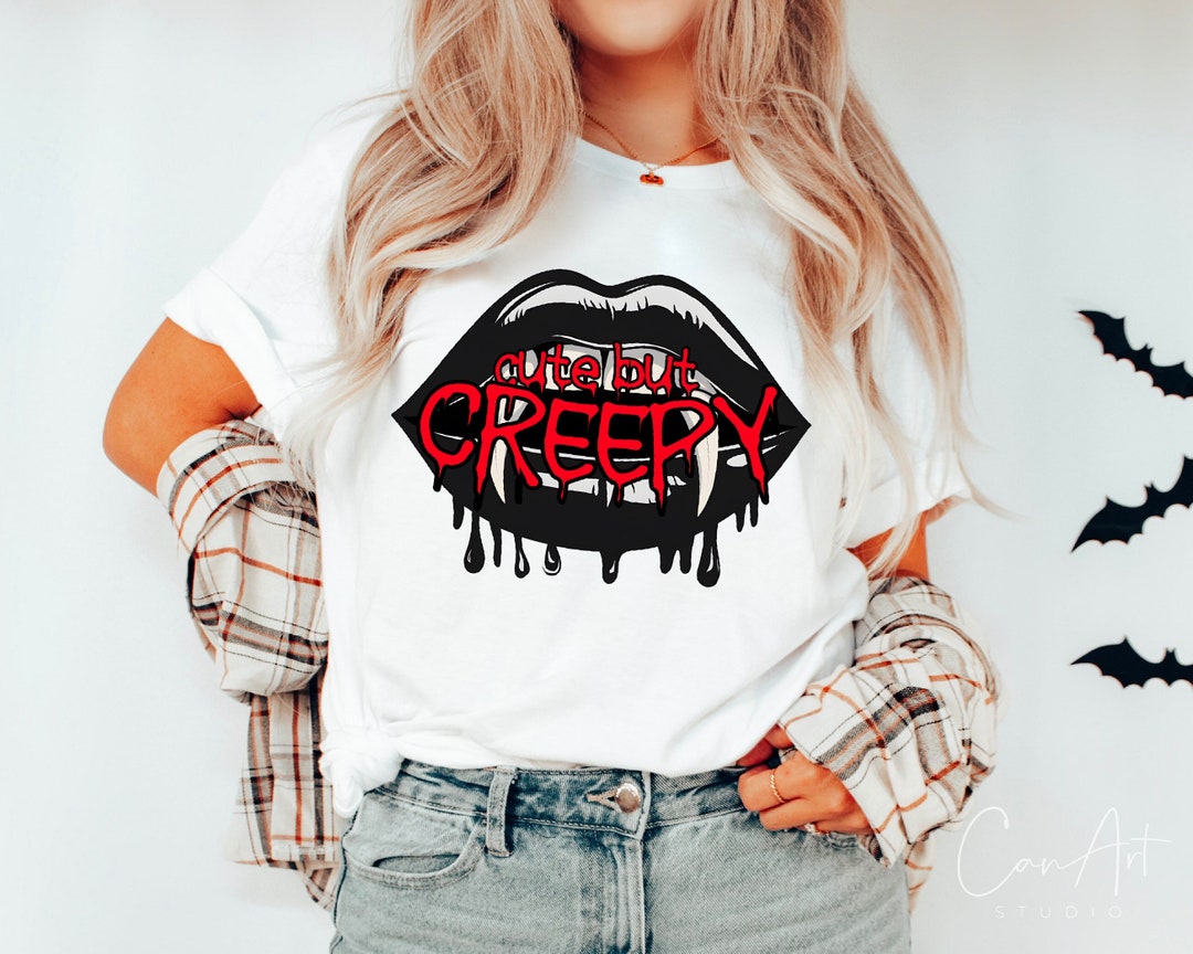 Vampire Fangs Png, Cute but Creepy Png, Funny Halloween T-shirt Png ...