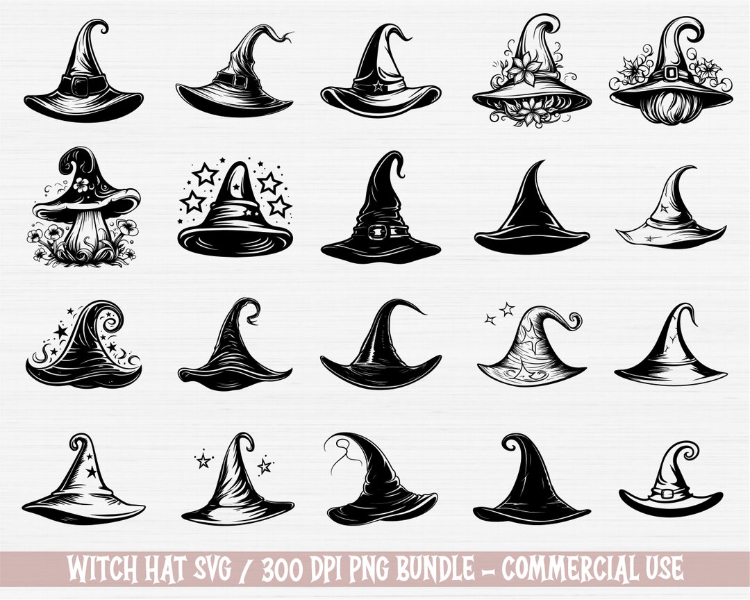 Witch Hat Svg Bundle, Png Bundle for Halloween, Vector Clipart ...