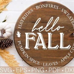 Fall Things Circle Svg Hello Fall Svg Autumn Svg Cut File | Etsy