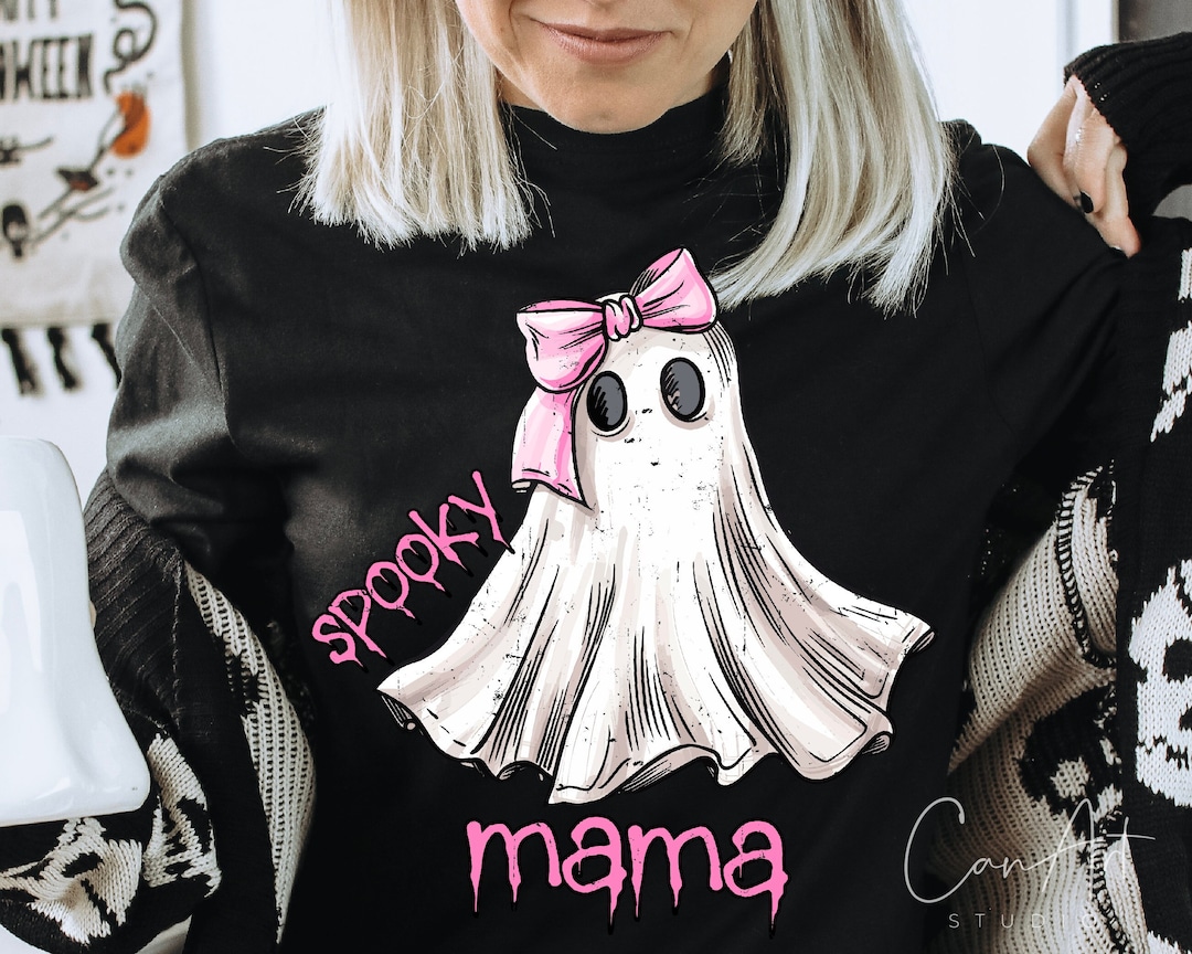 Spooky Mama Ghost PNG: Halloween Mom T-shirt Design (digital Download ...