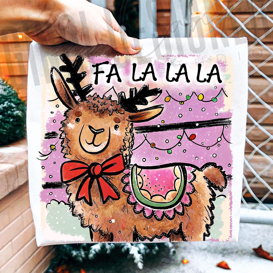 Fa La La Llama PNG, Preppy Christmas Aesthetic, Retro Holiday Llama Art ...